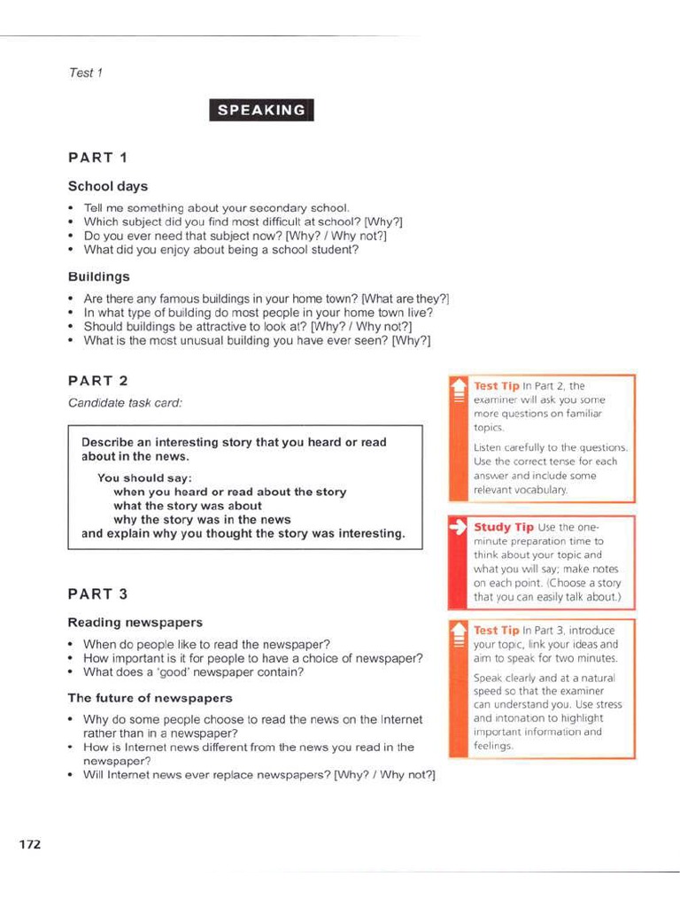 Speaking Test 1 | PDF