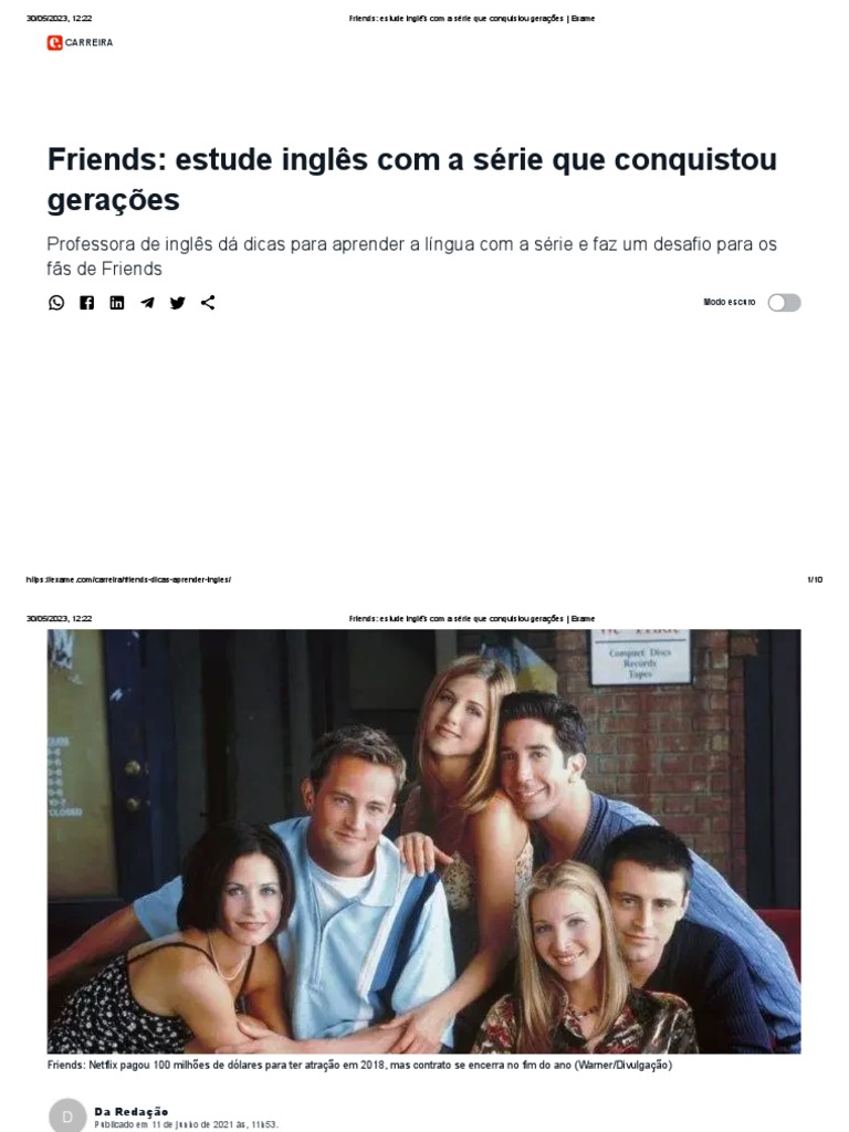 Friends_ estude inglês com a série que conquistou gerações _ Exame ...
