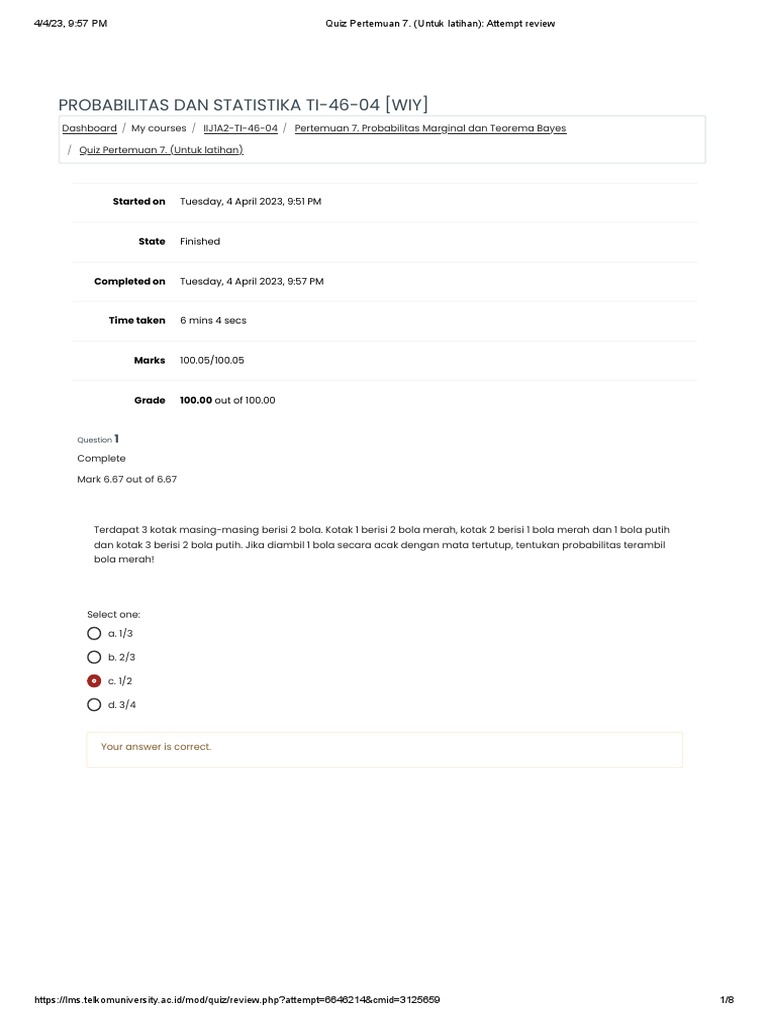 Kuis 7 Probstat | PDF