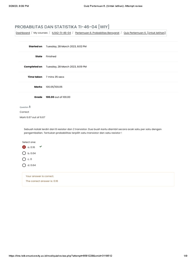 Kuis 6 Probstat | PDF