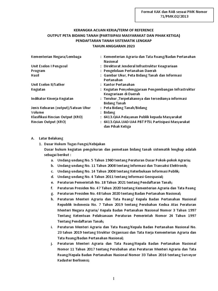 TOR PTSL 2023 PBT PTSL PM Pihak Ketiga | PDF