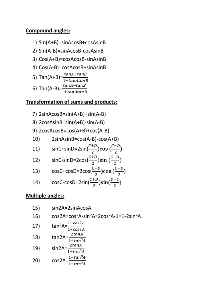 Trigoformula | Download Free PDF | Trigonometric Functions | Combinatorics
