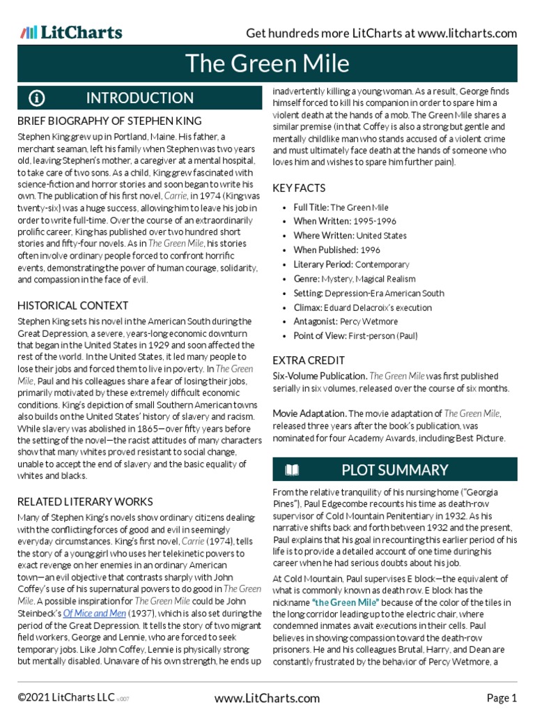 The Green Mile LitChart | PDF | Capital Punishment