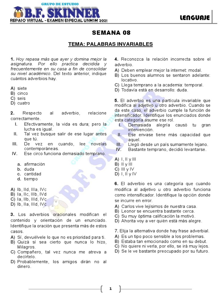 Lenguaje - Semana 8 | PDF