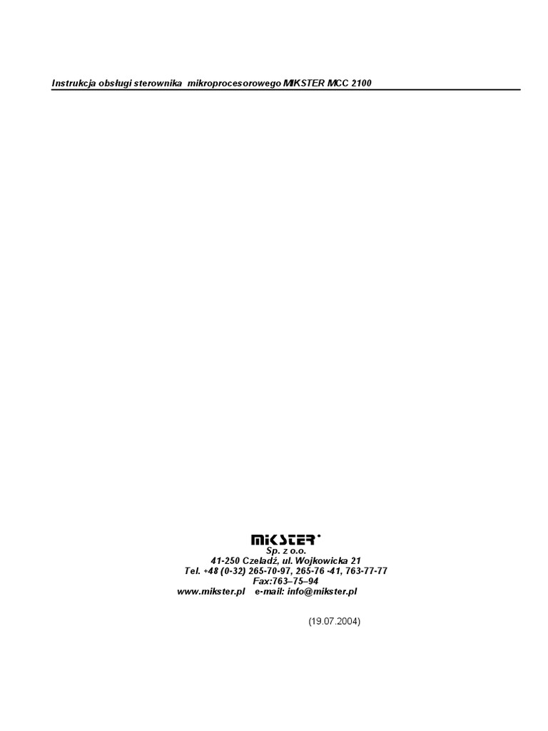 Manual MIKSTER MCC 2100 PL | PDF