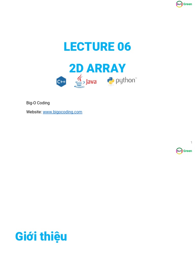 Lecture06 2D Array | PDF
