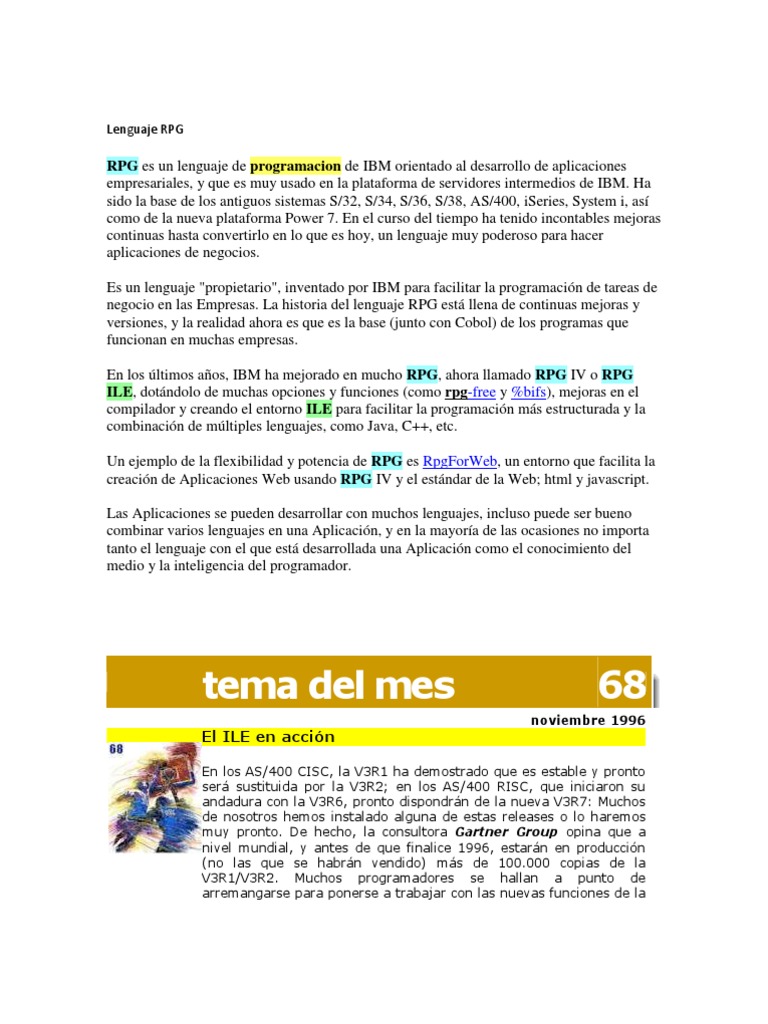 Lenguaje RPG | PDF | Puntero (Programación de computadora) | Programa ...
