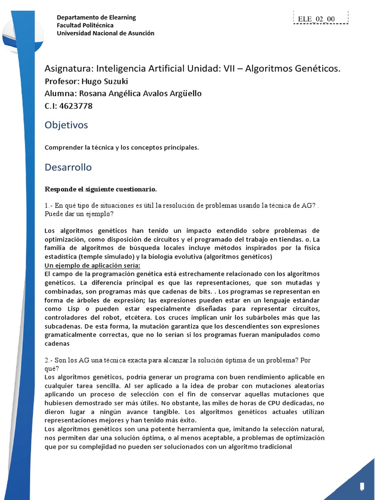 Actividad 8 - Algoritmos Geneticos | PDF | Algoritmo genético | Matemáticas Aplicadas