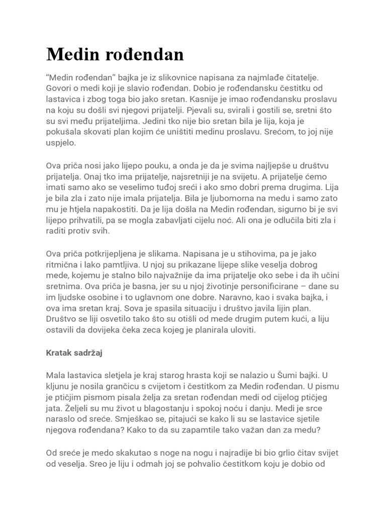 Medin Rođendan | PDF