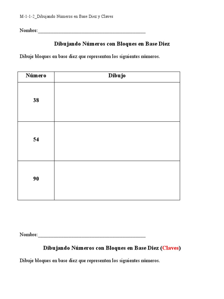 Dibujando Números con Bloques Base 10 | PDF
