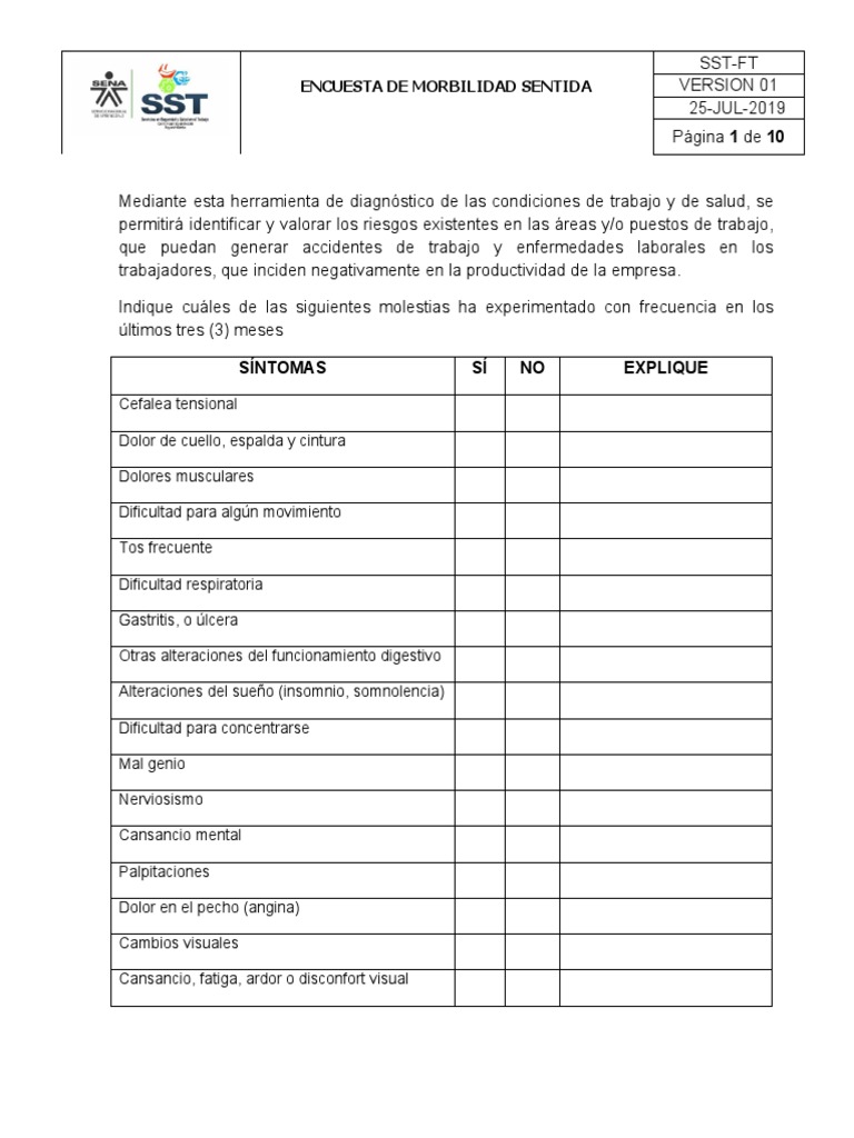Encuesta Morbilidad Sentida | PDF | Epidemiología | Medicina