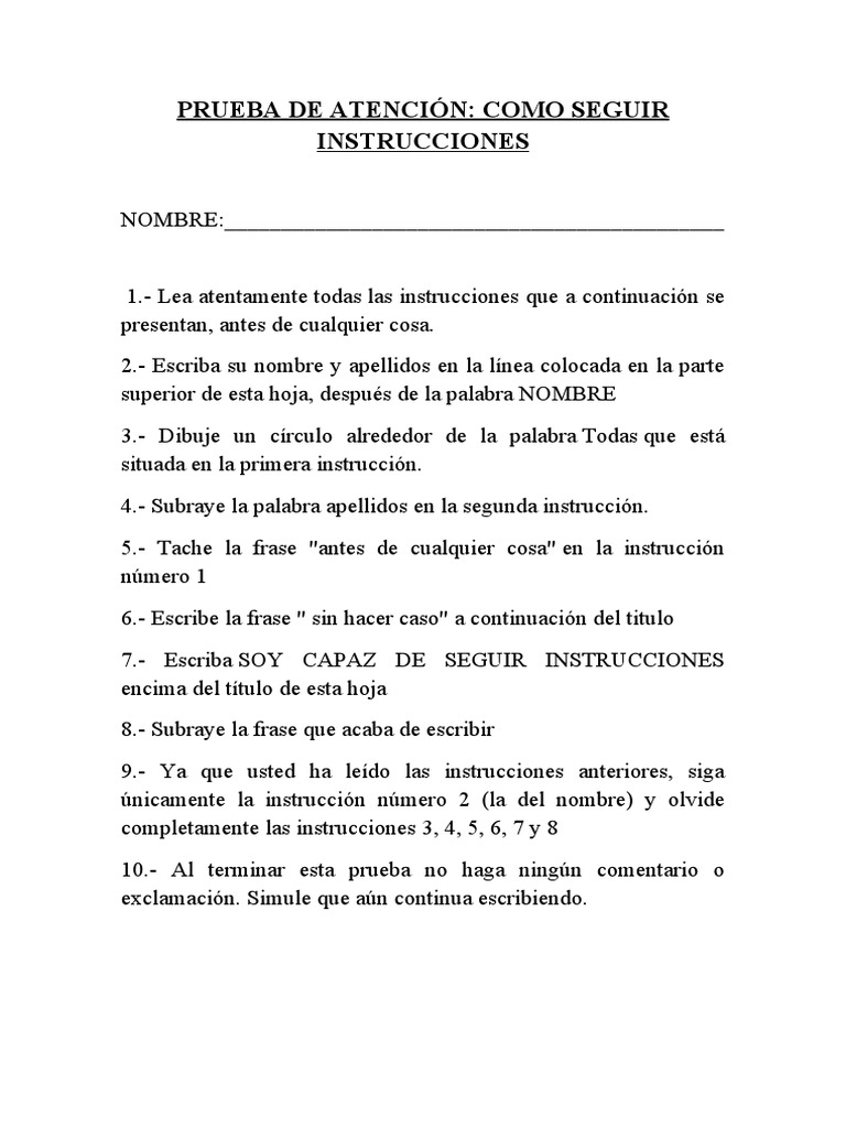 Como Seguir Instrucciones | PDF