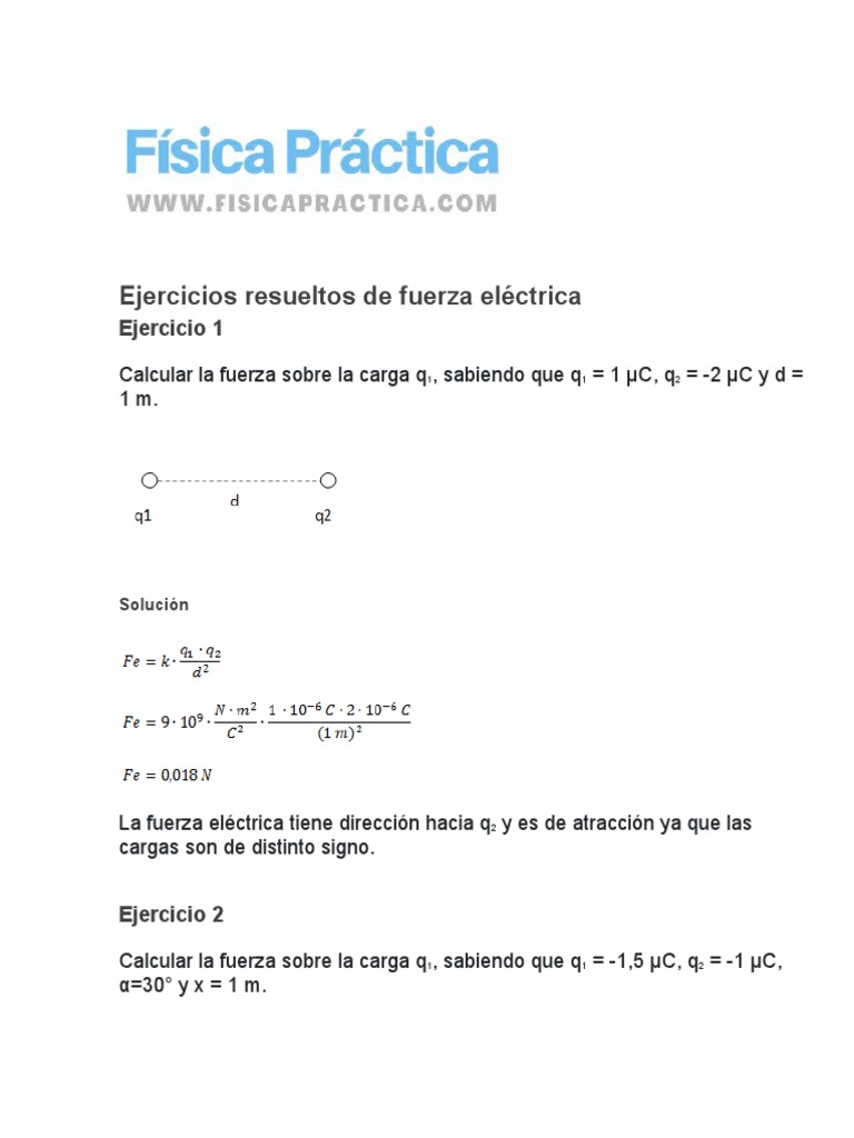 Ejercicios Resueltos de Fuerza Eléctrica | PDF | Vector Euclidiano | Fuerza