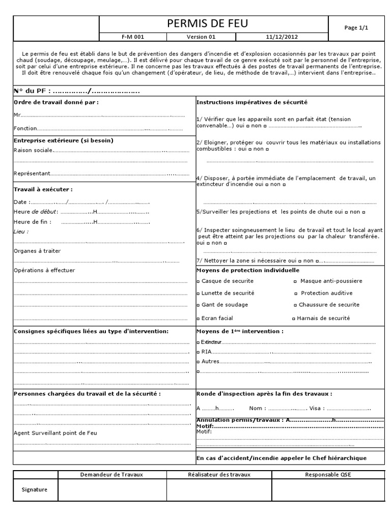 OK Permis de Feu | PDF