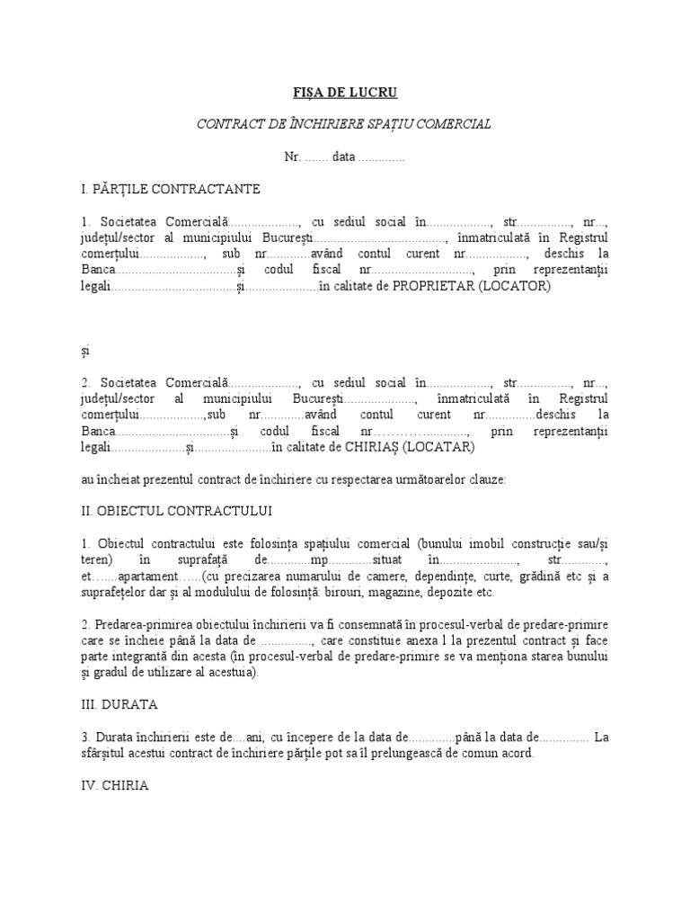 Model Contract Inchiriere Spatiu Com | PDF