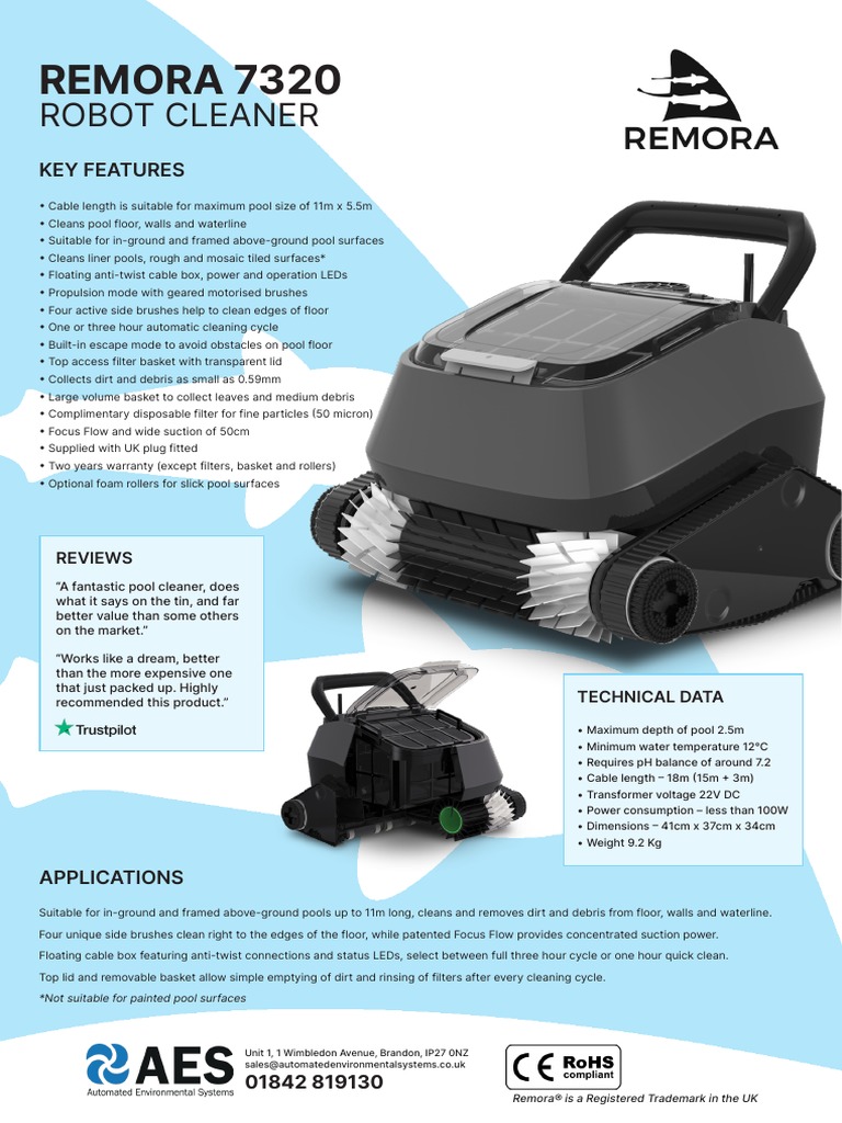 AES Remora 7320 Robot Pool Cleaner Specifications | PDF