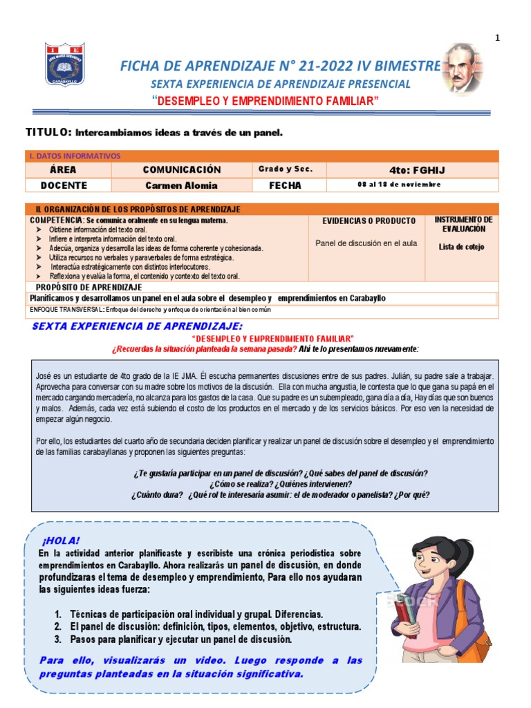 COM Ficha 21 Panel Discusion | PDF