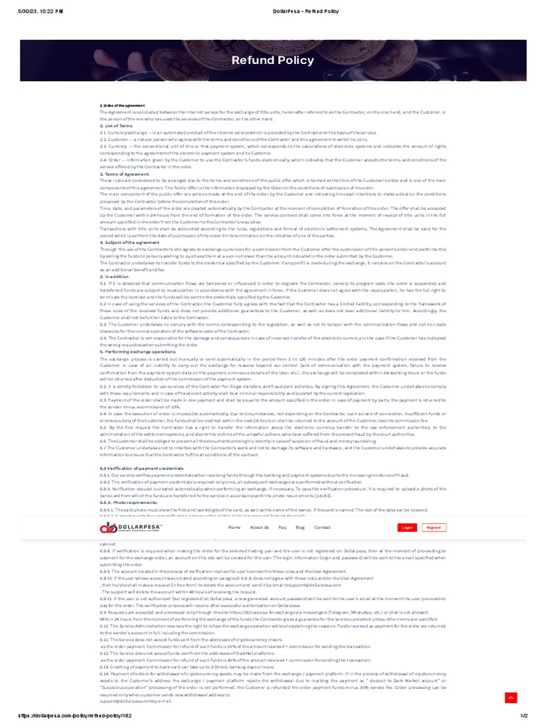 DollarPesa - Refund Policy | PDF | Payments | Authentication