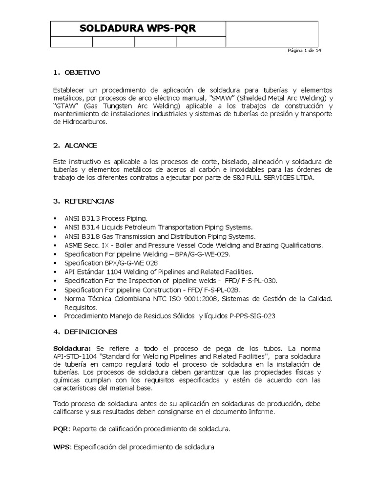 I.21 SOLDADURA WPS-PQR Rev.01 | PDF | Soldadura | Construcción