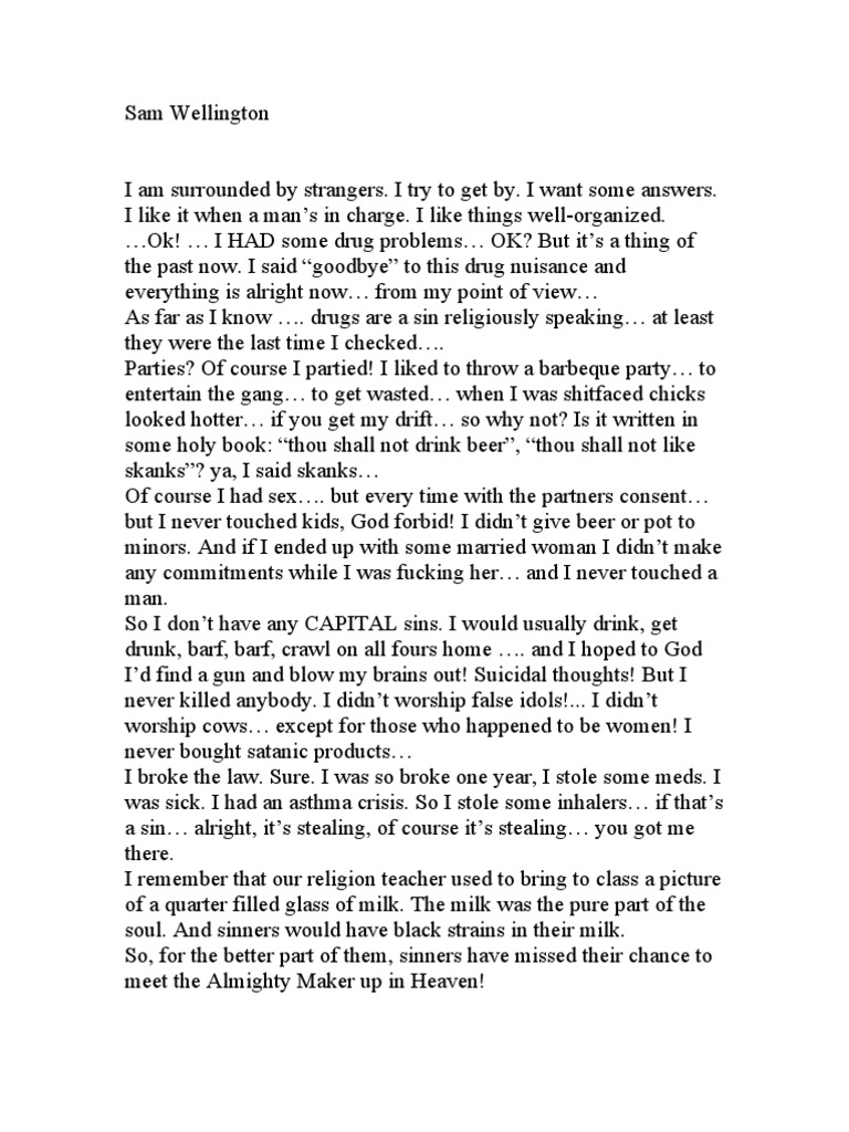 English Monologue | Sin | Religious Belief And Doctrine