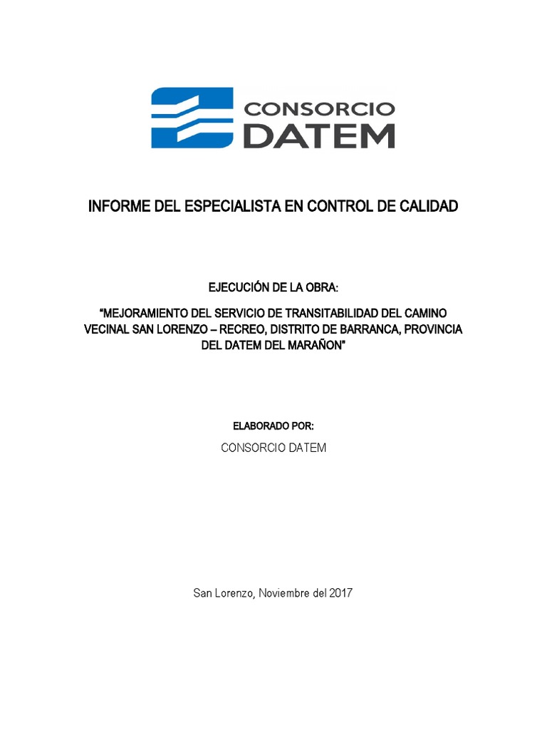 Informe de Calidad - Modelo 3 | PDF | Hormigón | Laboratorios
