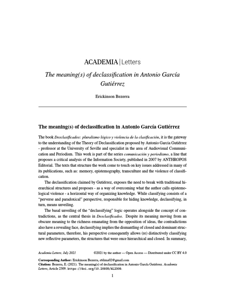 The - Meanings of The Declassification | PDF | Knowledge | Logic