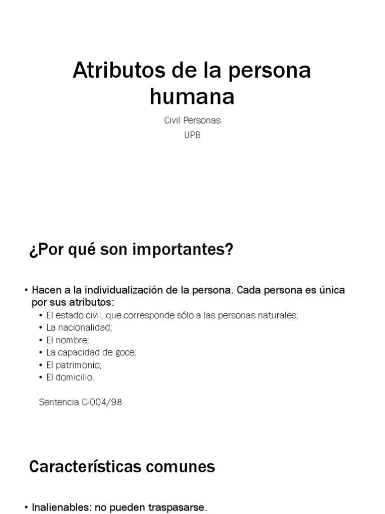 10 Atributos Persona Humana | PDF | Bienes (Ley) | Estado (política)