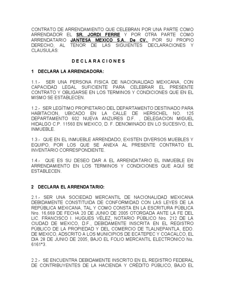 Contrato de Arrendamiento en México | PDF | Ciudad de México | México