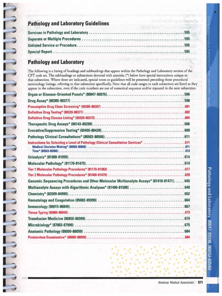 Pathology & Lab CPT Guidelines | PDF