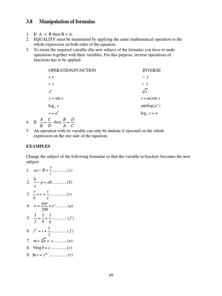 Formula Manipulation Techniques | PDF | Abstract Algebra | Mathematical ...