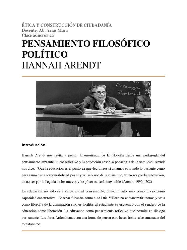 Pensamiento HANNAH ARENDT | PDF