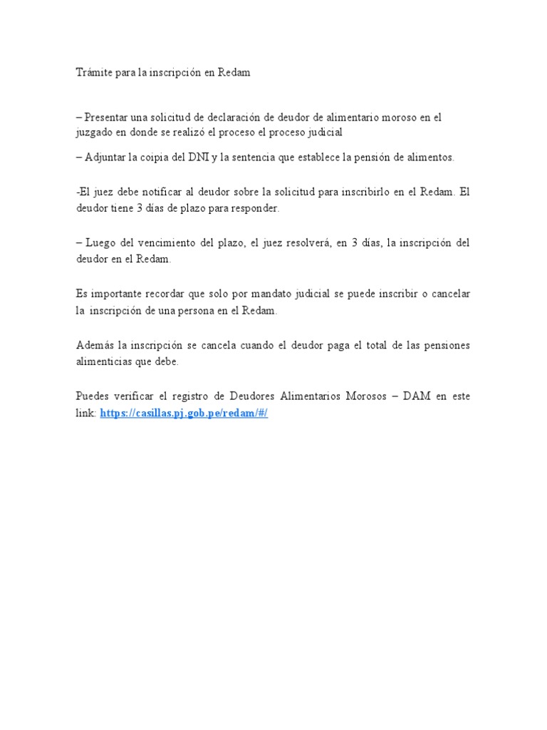 Trámite para La Inscripción en Redam | PDF