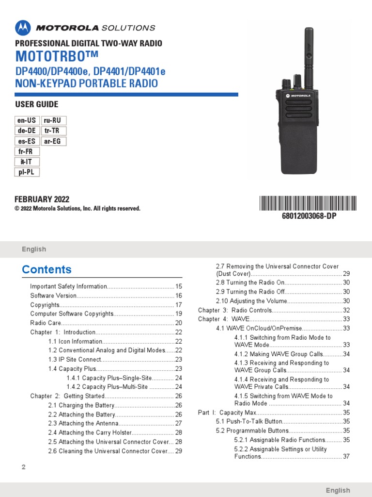 68012003068-DP Multilingual MOTOTRBO DP4400 DP4400e DP4401 DP4401e NON ...