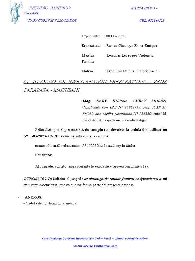 Devolucion de Cedula de Notificacion | PDF