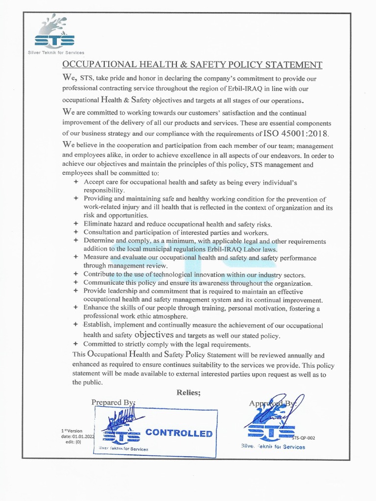 Sts QP 002 Hse Policy | PDF