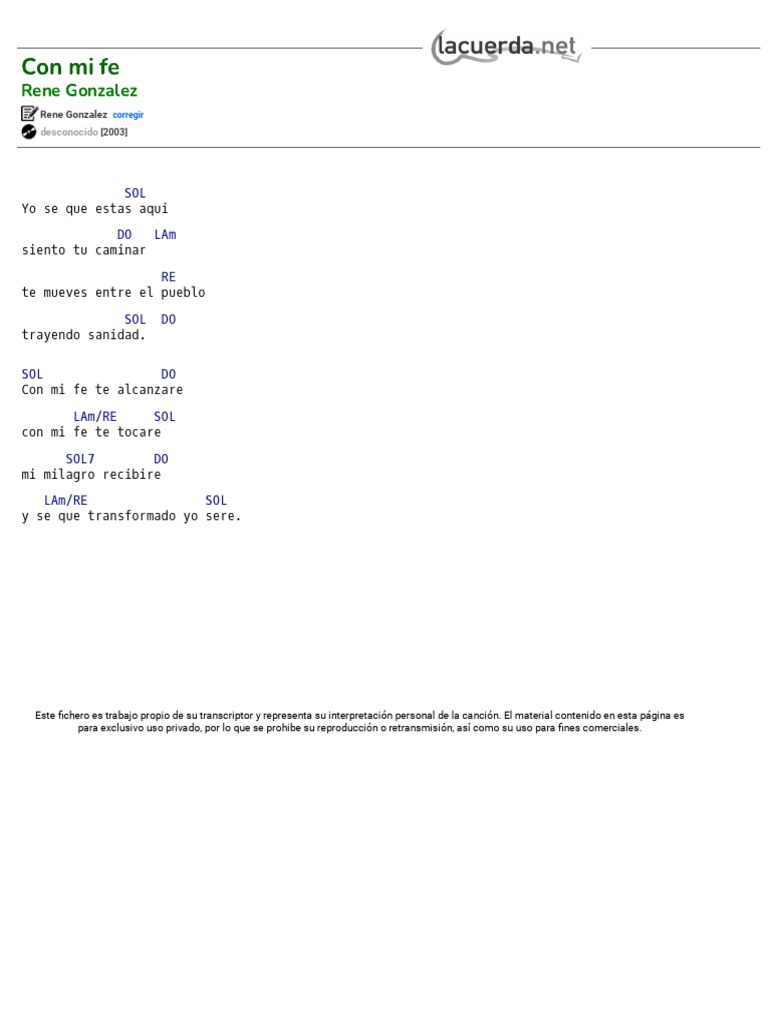 CON MI FE, Rene Gonzalez - Acordes | PDF | Arte