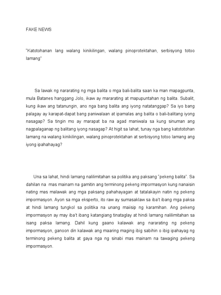 Fake News Filipino | PDF