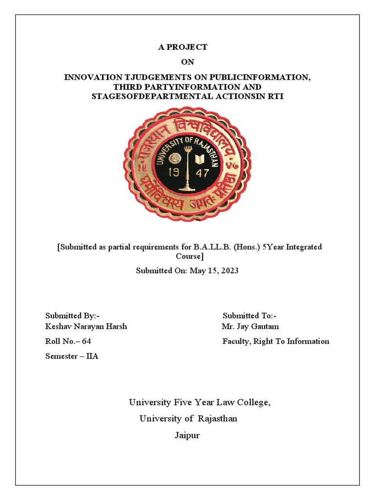 Law Students' Guide to RTI Judgements | PDF | Business | Finance & Money Management