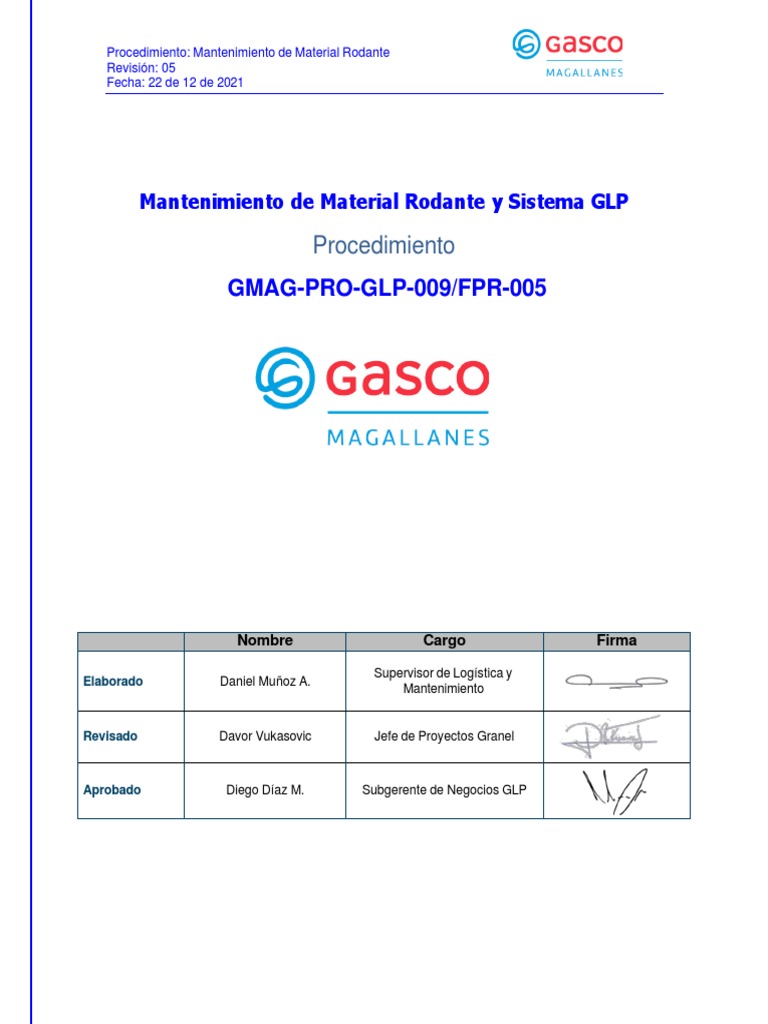 Procedimiento de Material Rodante y Sistema GLP | PDF