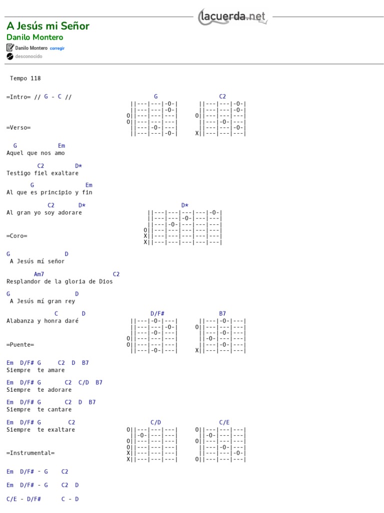 A JESUS MI SEÑOR, Danilo Montero - Acordes | PDF
