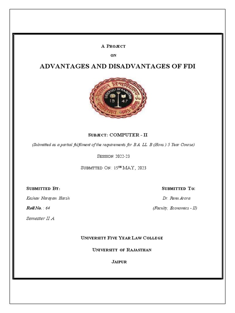 Advantages and Disadvantages of Fdi | PDF | Foreign Direct Investment ...
