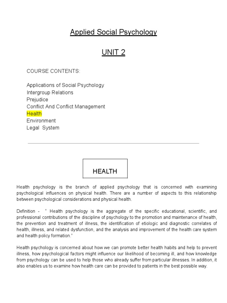 ASP Unit 2 Health | PDF | Attitude (Psychology) | Influenza A Virus Subtype H1 N1