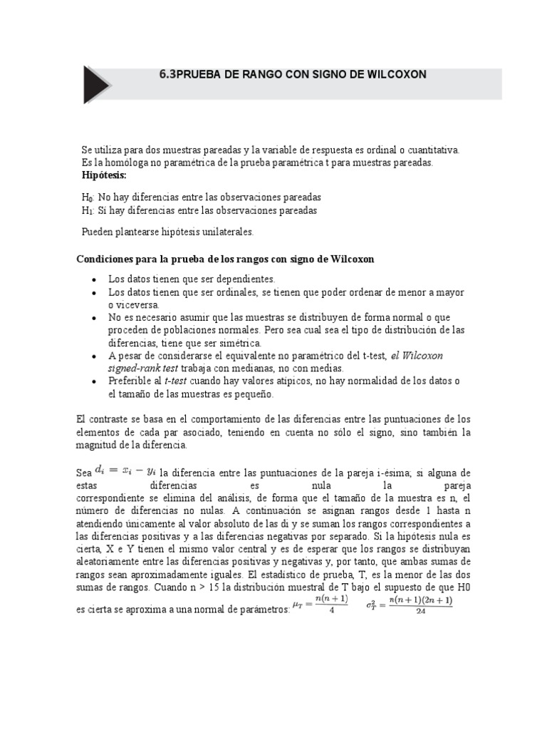 Rango de Wilcoxon | PDF | Prueba T de Student | Recopilación de datos