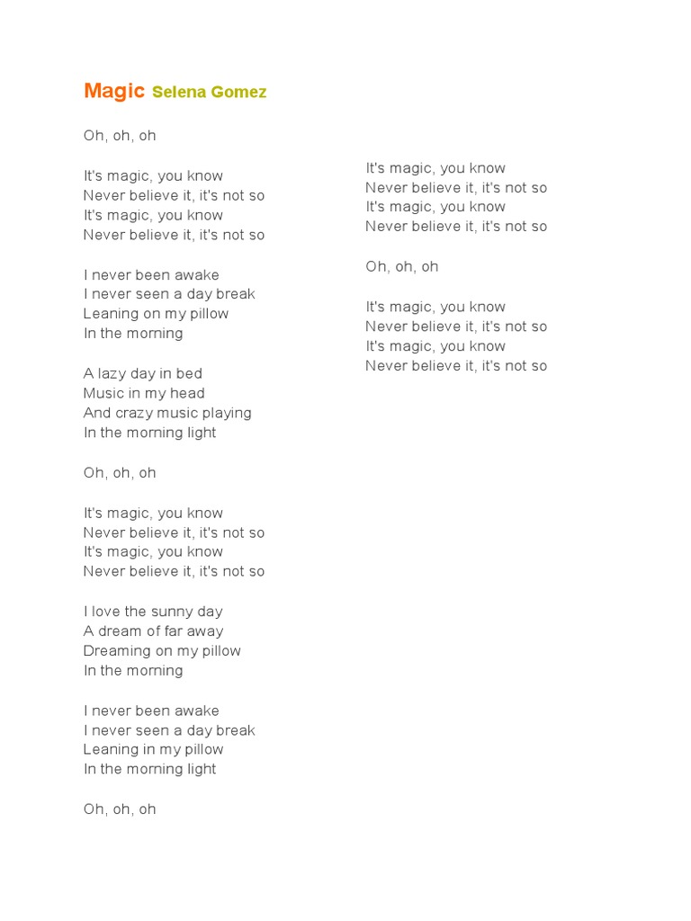 Magic - Selena Gomez | PDF