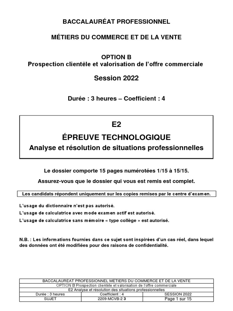 Corrigé E2 Analyse Situations Pro 2024 | PDF | Thé | Agriculture biologique
