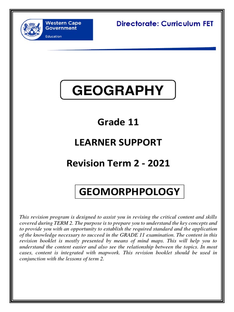 Geography Grade 11 Revision Term 2 - 2021 | PDF | Landscape | Geomorphology Geography Grade 11 Revision Term 2 - 2021 | PDF | Landscape | Geomorphology
