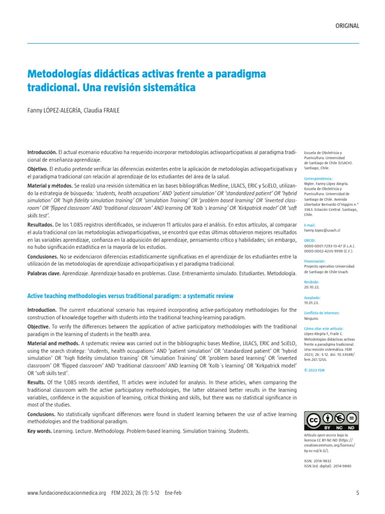 Metodologías Didácticas Activas Frente A Paradigma Tradicional ...