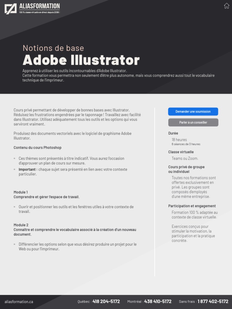 Formation Adobe Illustrator Privée | PDF | Adobe Illustrator | Adobe InDesign