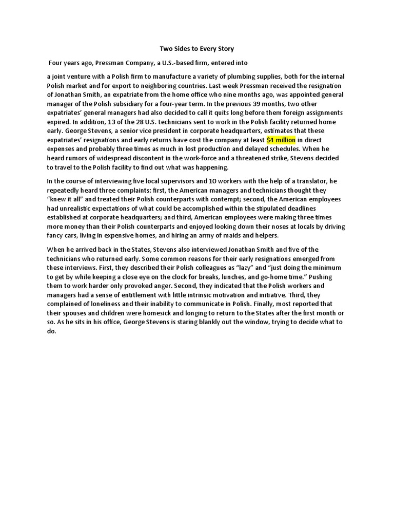 IHRM - Two Sides To Every Story | PDF | Consultant | Marketing