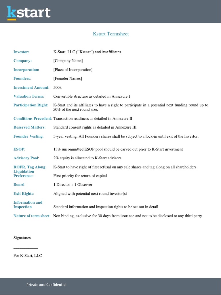 Kstart Sample Termsheet | PDF